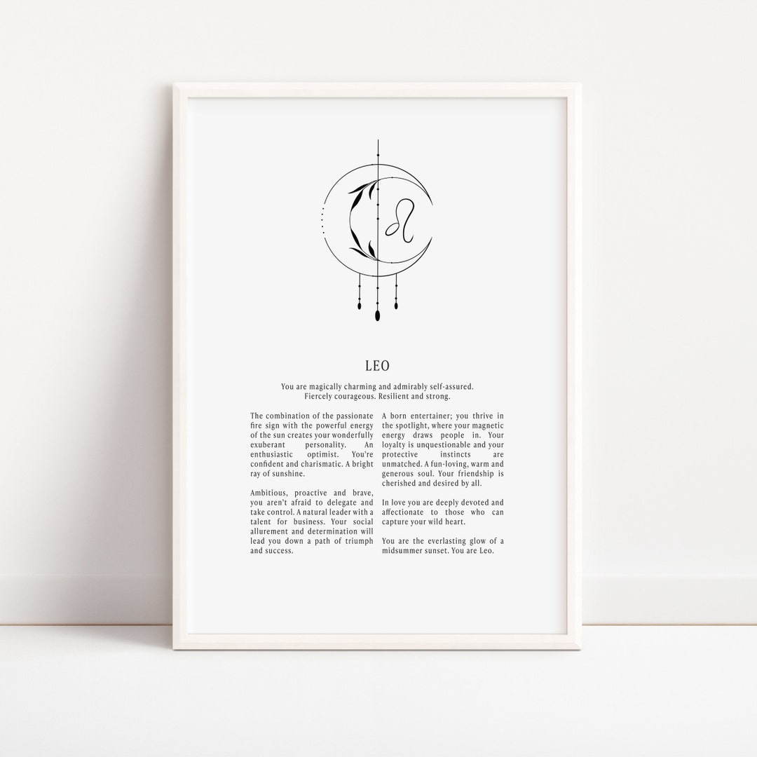 Leo Zodiac Printable / Leo Art Print / Digital Download Leo Poster ...