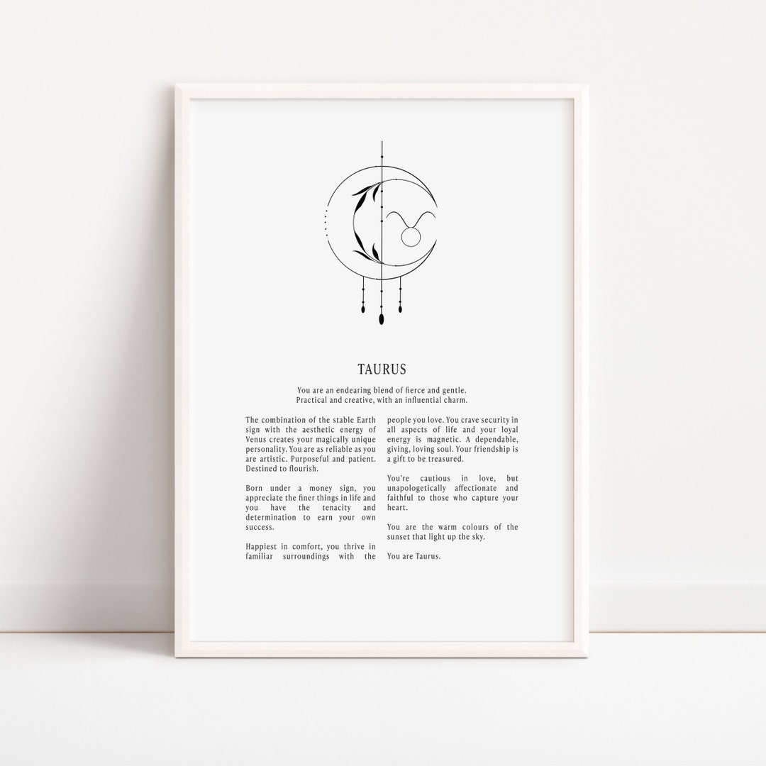 Taurus Zodiac Printable / Taurus Art Print / Digital Download Taurus ...