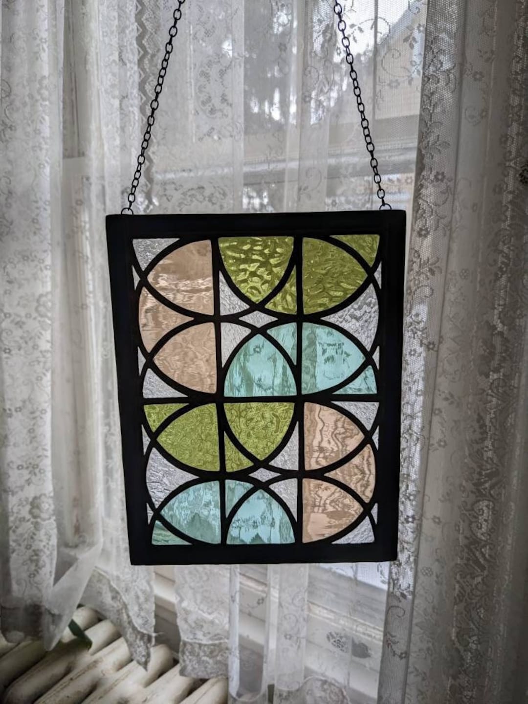 Modern Stained Glass Window Panel - Etsy