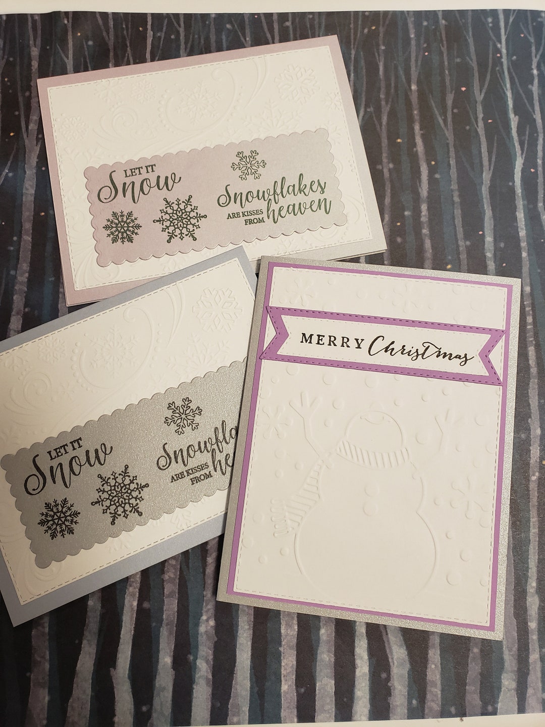 Snowflake Christmas Cards Set of Three. Includes Envelopes. - Etsy