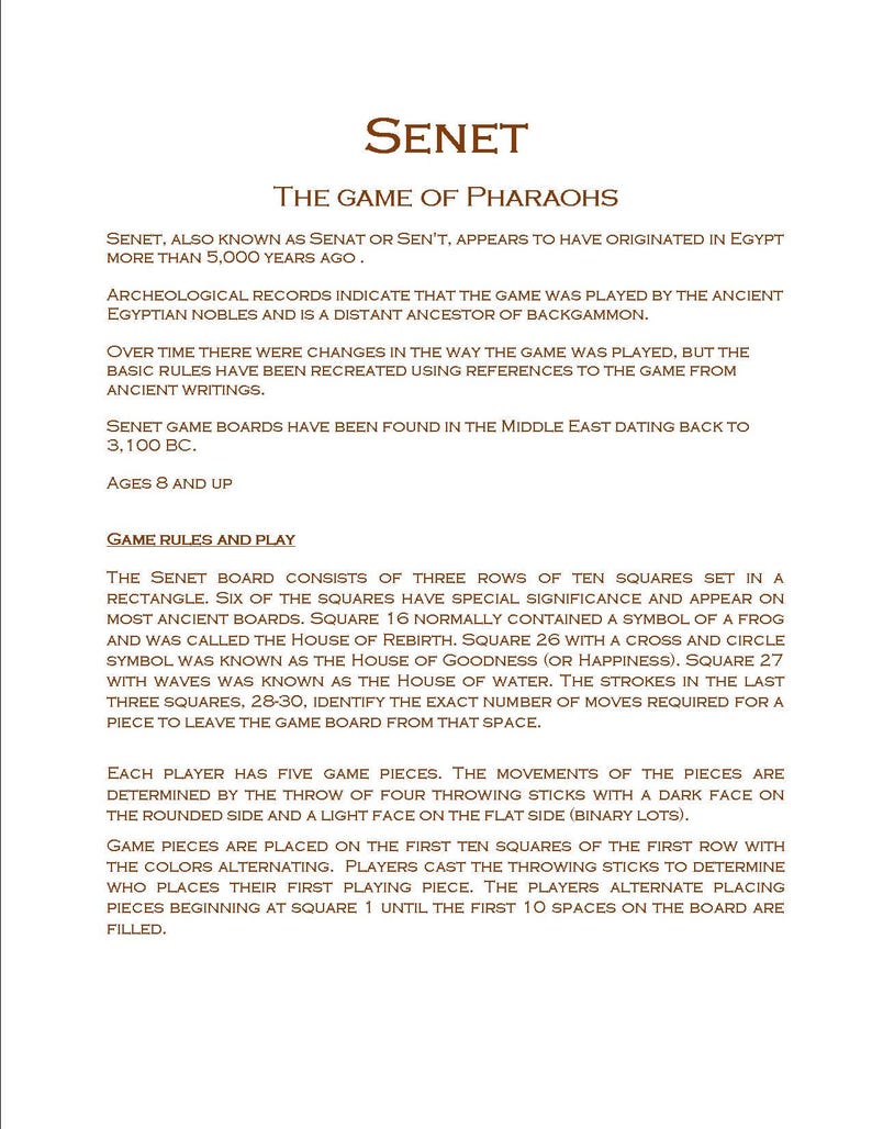 Senet Board Game - Etsy