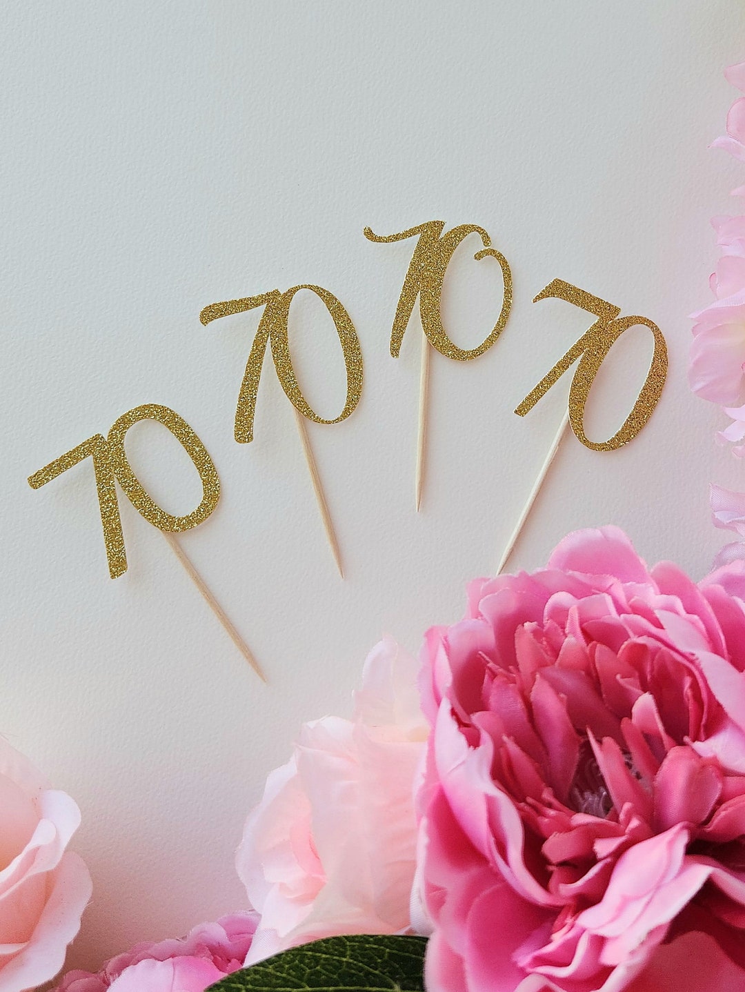 Number 70 Cupcake Toppers 70th Birthday Party Decorations 70th