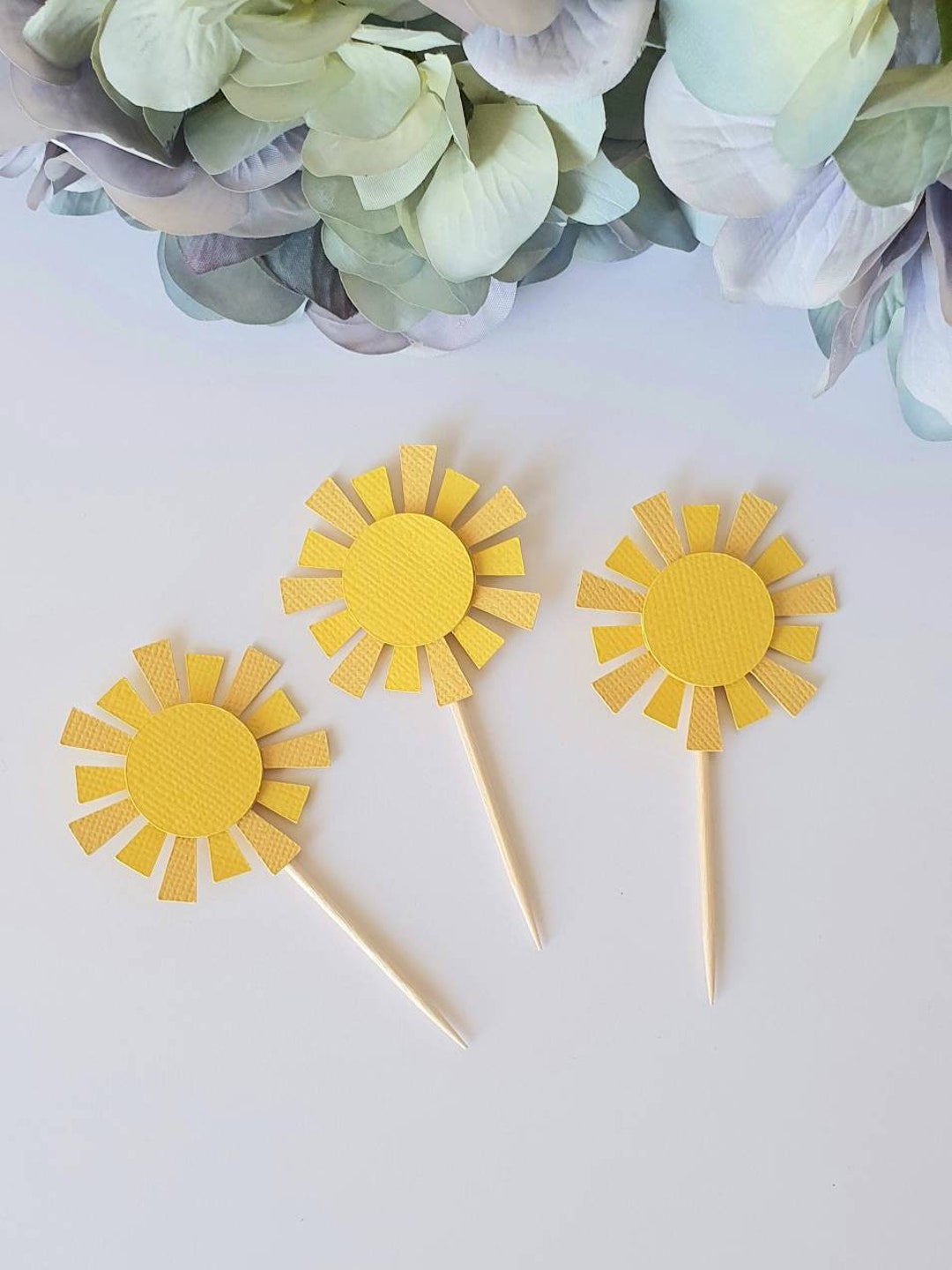Sun Cupcake Toppers, Sun Decorations, Sun Food Picks, Yellow Sun ...