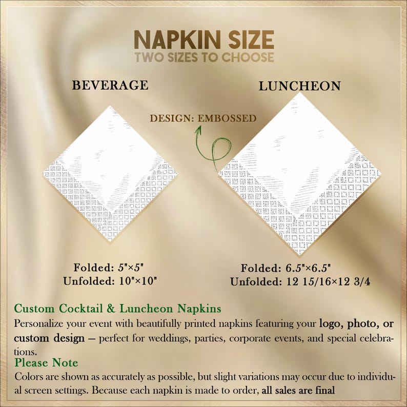 Custom Napkins Personalized Full Color Cocktail Luncheon 3 Ply Wedding ...