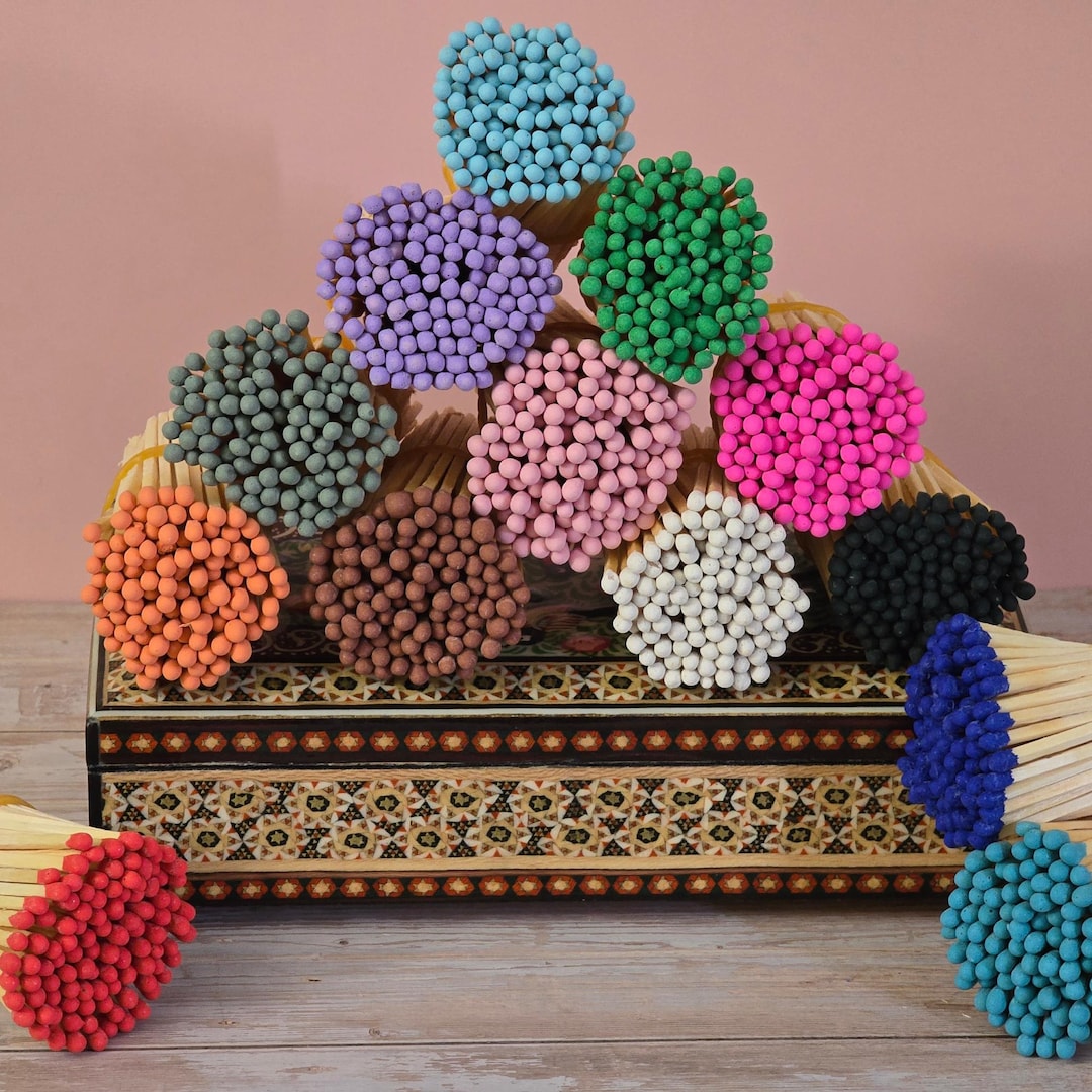3 Long Colored Matches 120 PCS in Plastic Box 16 Vibrant Color Options ...