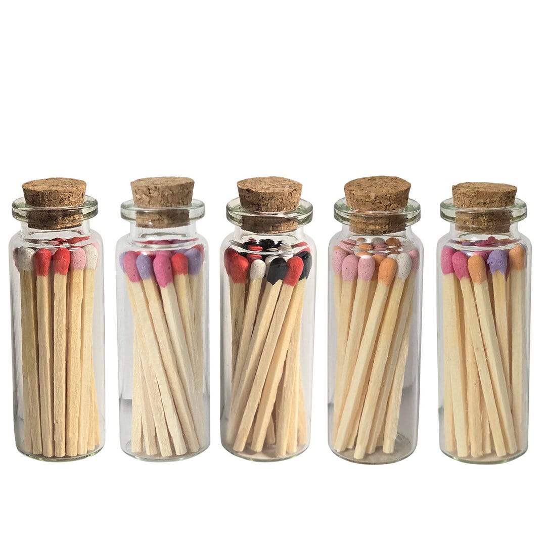 Colorful Matchsticks in Glass Bottle With Striker - Home Decor - Etsy