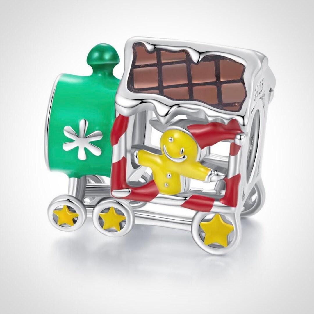 Christmas Train Charm, 100% 925 Sterling Silver, Enamel Processing ...