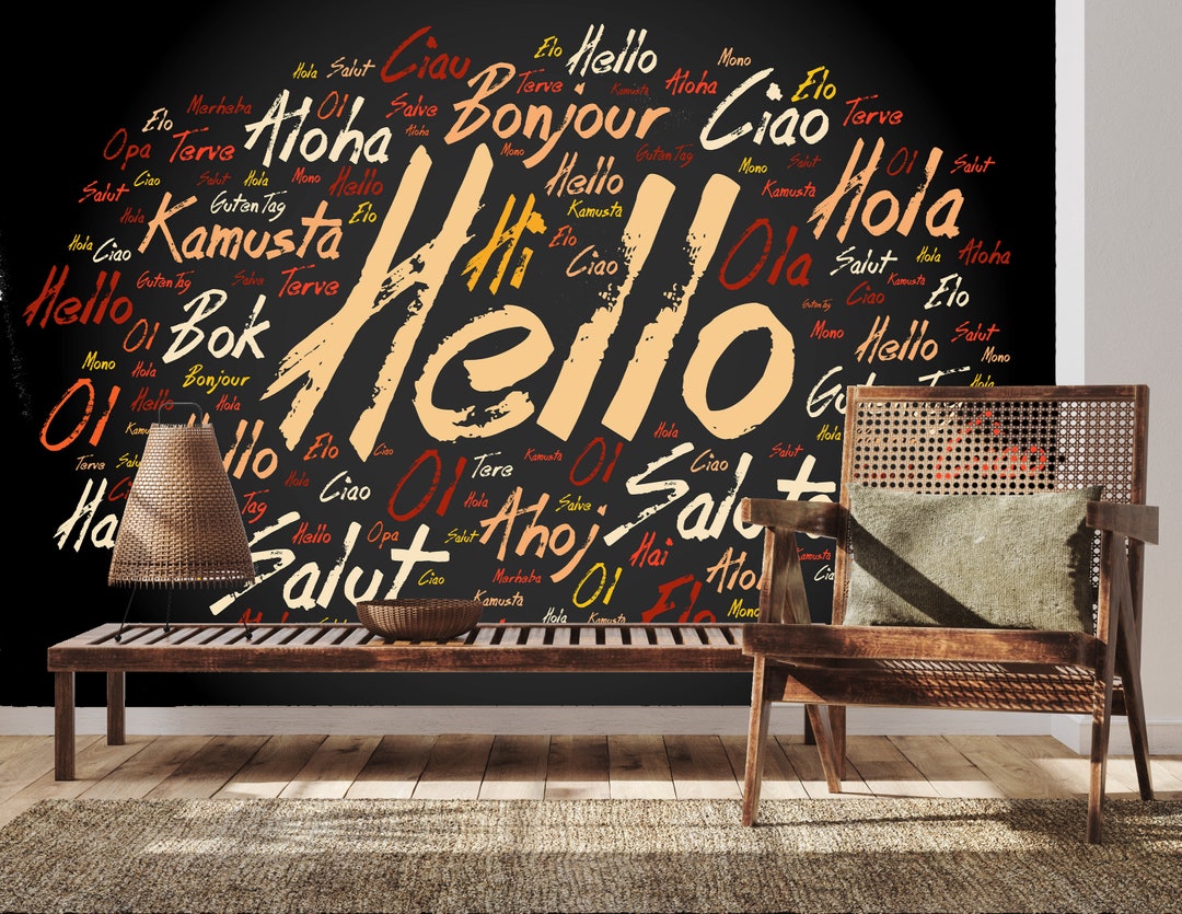Salutations Hello Wallpaper, Peel and Stick, Cafe Wallpaper, Culinary ...