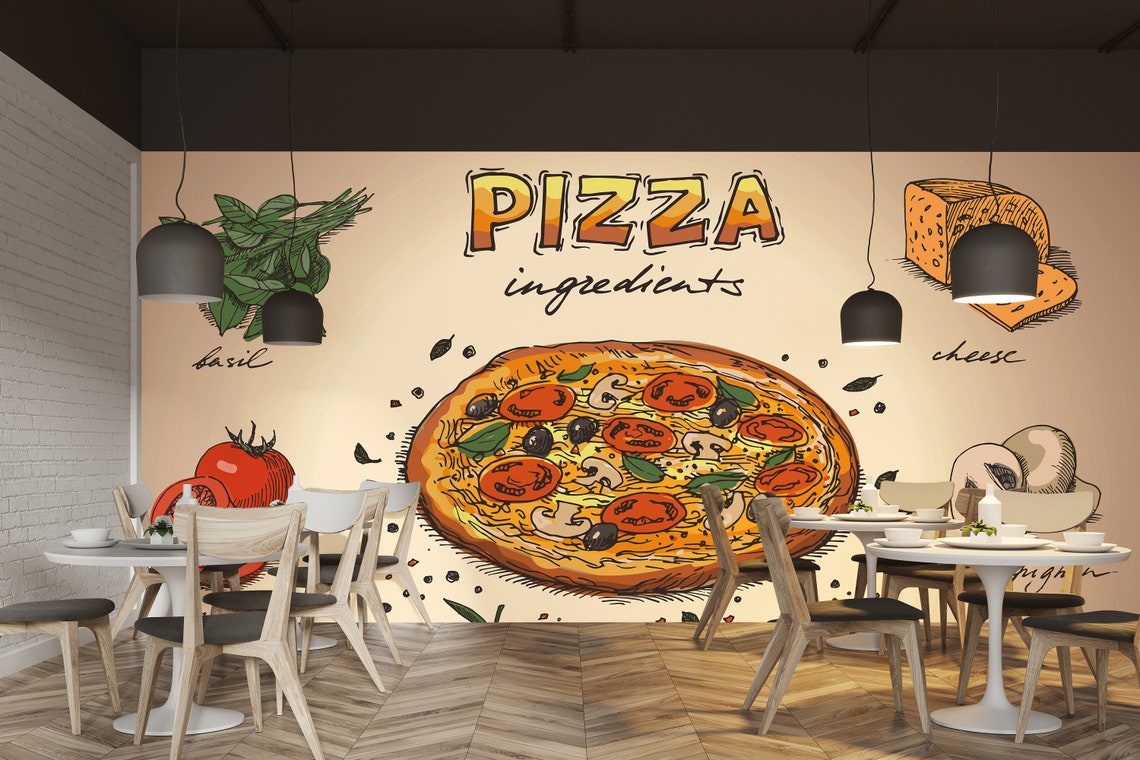 Italian Pizza Wallpaper Peel and Stick Cafe Wallpaper - Etsy
