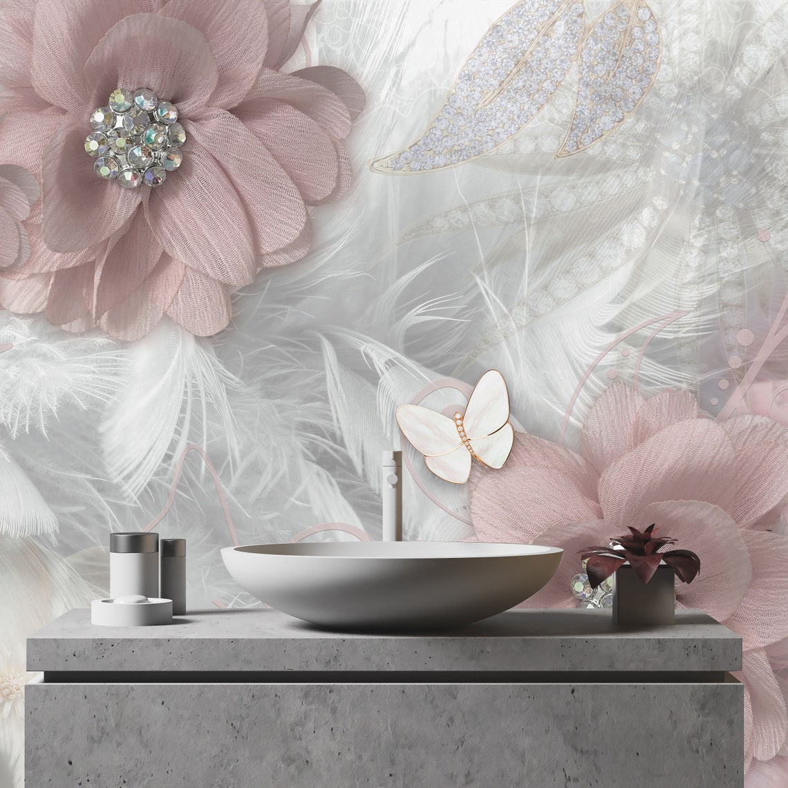 3d Pink Rose Flower Wallpaper Peel and Stick Floral - Etsy