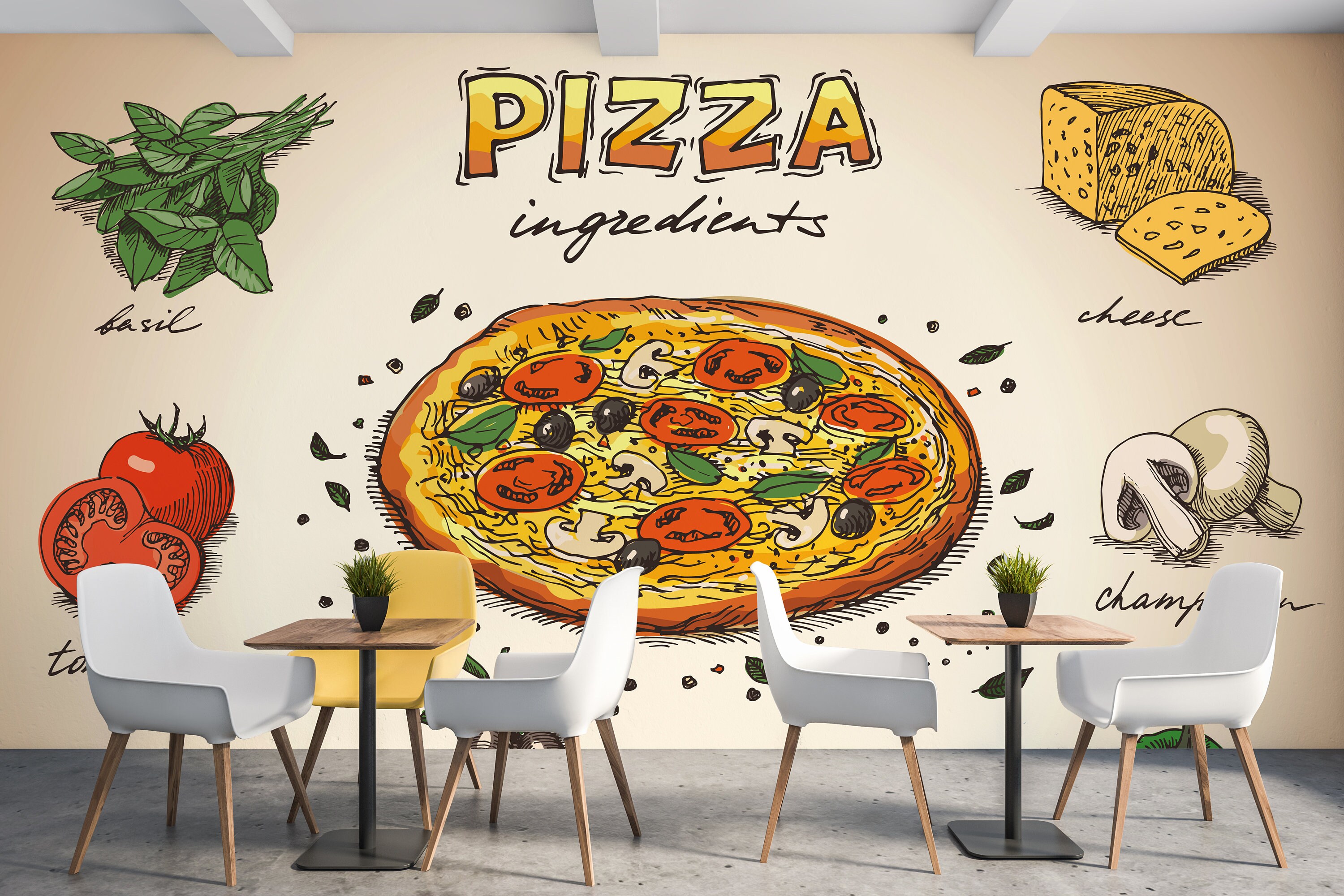 Italian Pizza Wallpaper Peel and Stick Cafe Wallpaper - Etsy
