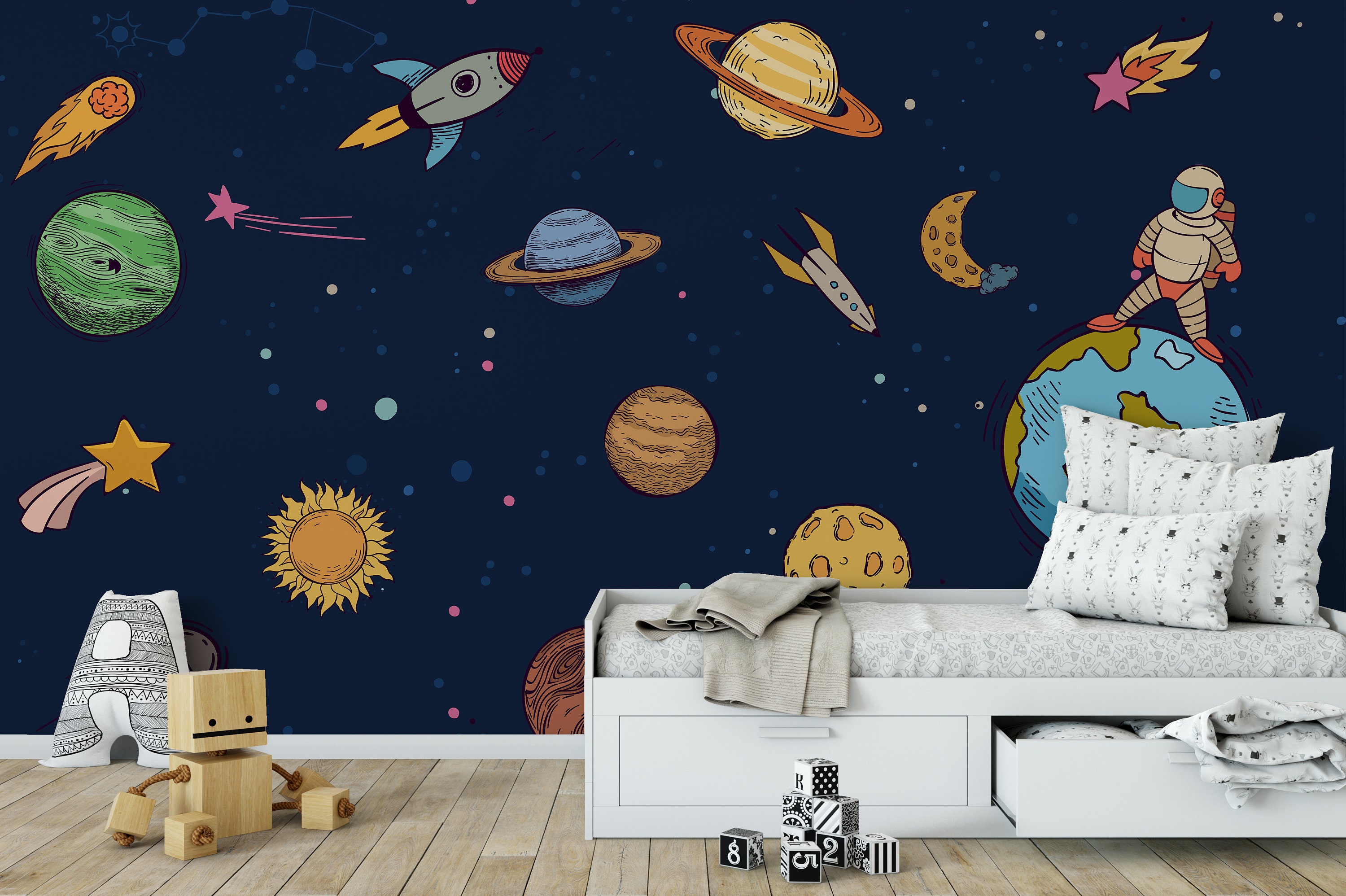 Kids Space Wallpaper Space Wallpaper Astronaut Wallpaper - Etsy