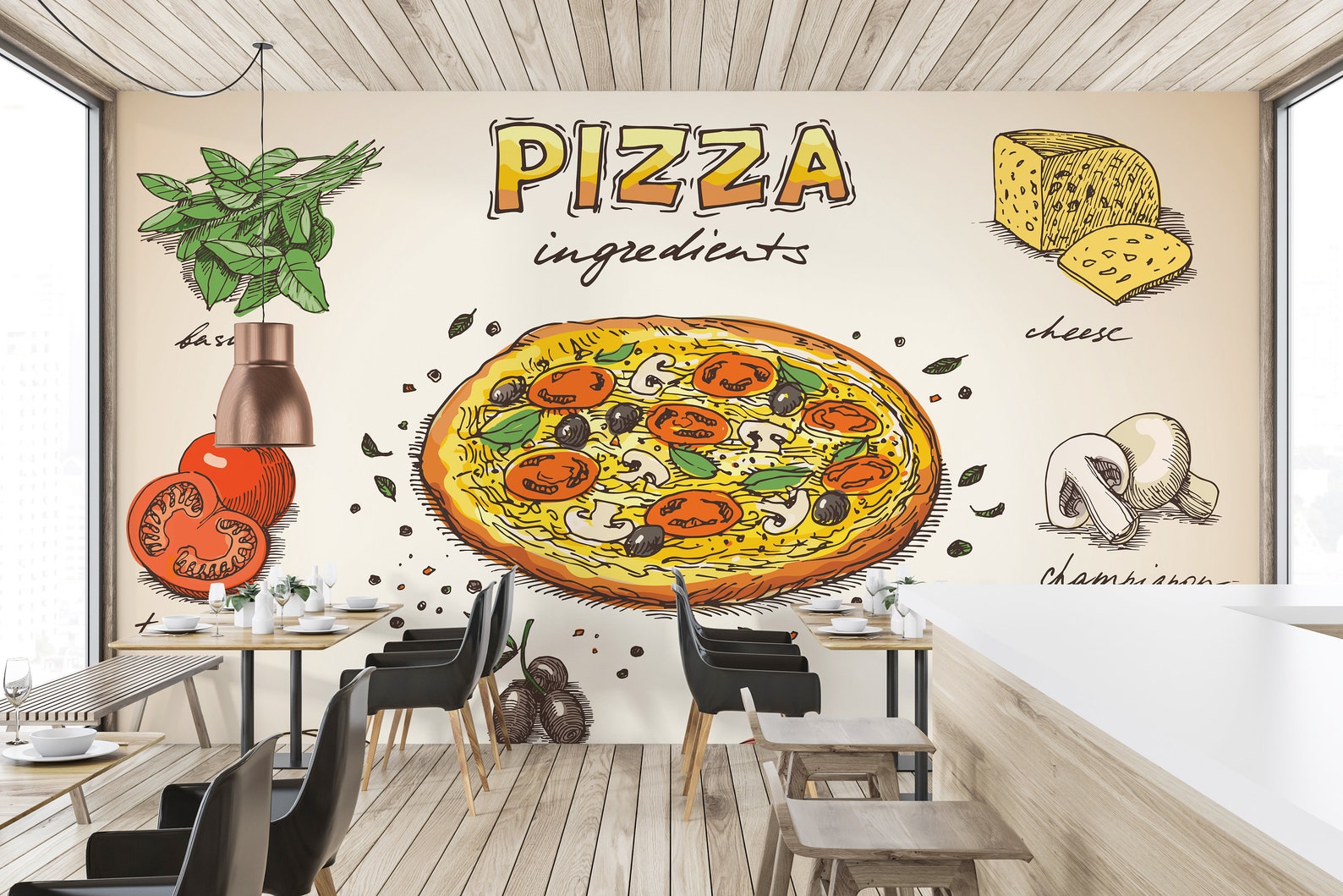 Italian Pizza Wallpaper Peel and Stick Cafe Wallpaper - Etsy