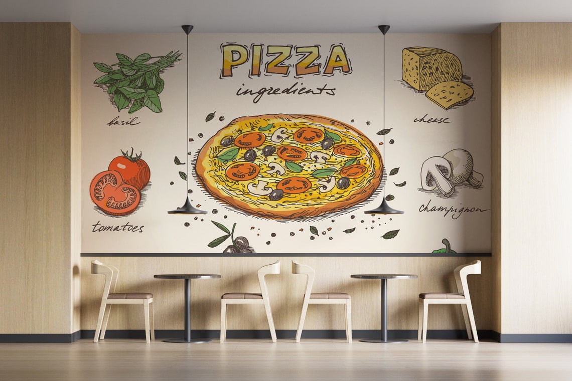 Italian Pizza Wallpaper Peel and Stick Cafe Wallpaper - Etsy