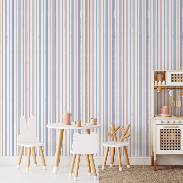 Thin Stripe Peel and Stick Wallpaper - Etsy