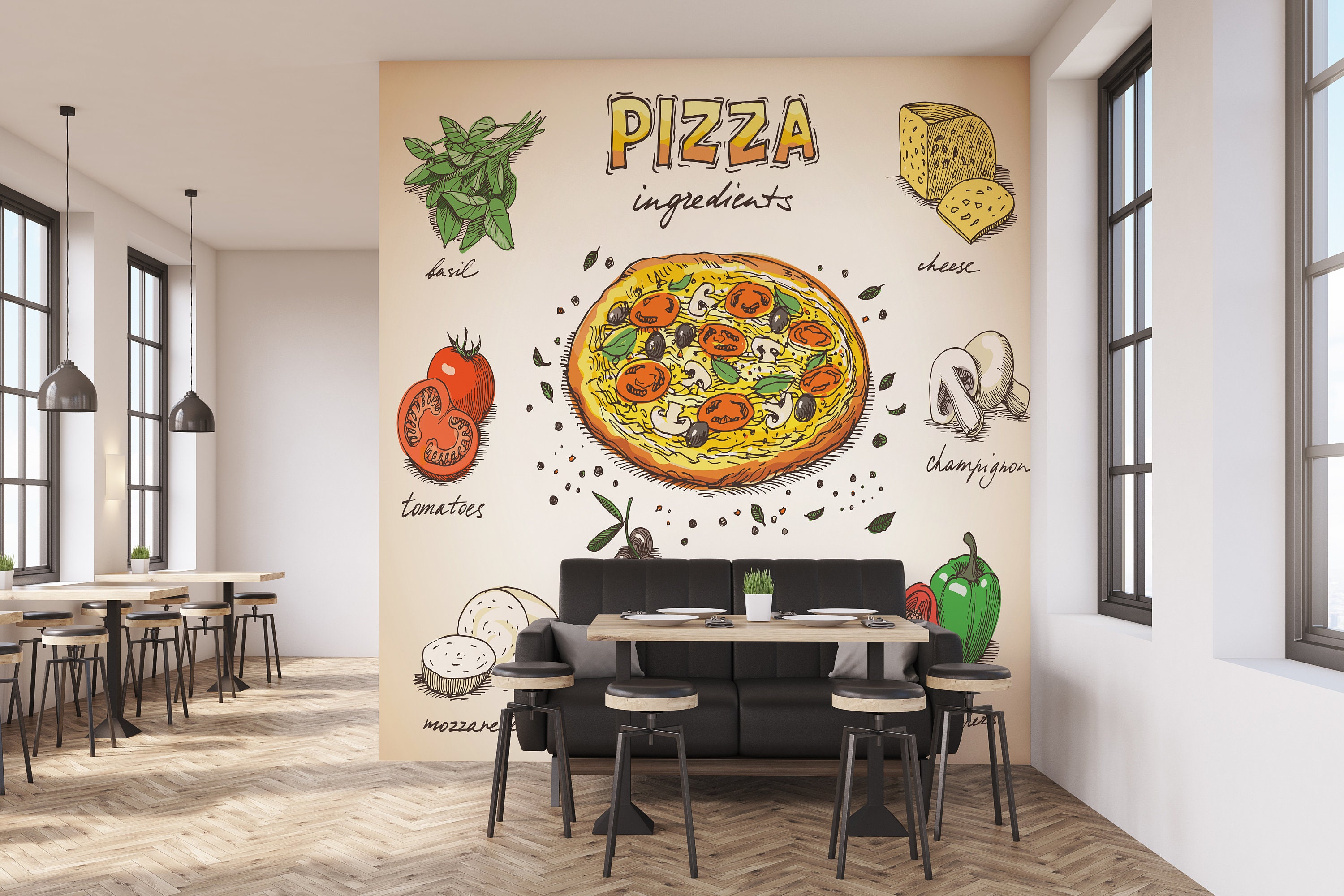 Italian Pizza Wallpaper Peel and Stick Cafe Wallpaper - Etsy