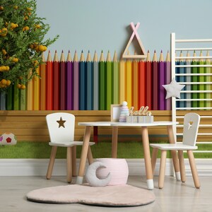 Allpaper With Colorful Crayons, Wallpaper for Kids, Self Adhesive, Peel ...