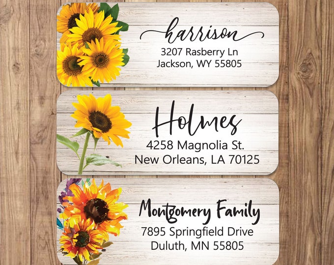 Sunflower Address Labels, Sunflower Return Address Label, Fall Address ...