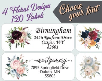 Rose Flower Return Address Labels Rose Address Sticker Floral Custom ...
