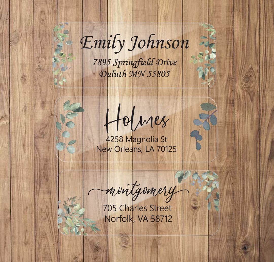 Eucalyptus Return Address Labels | 24 Clear Eucalyptus Address Sticker ...
