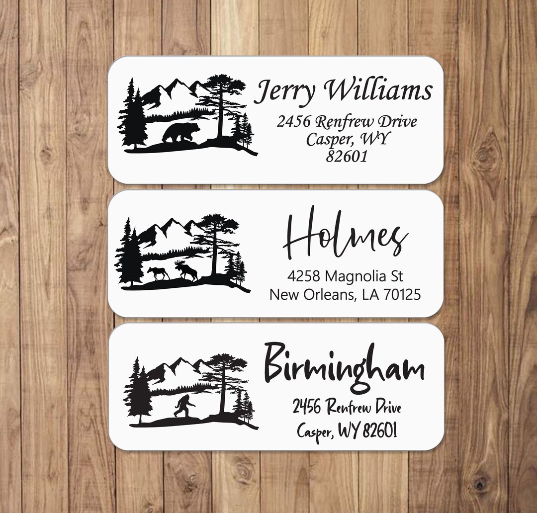Mountain Return Address Labels, Bear, Moose, Bigfoot Address Labels ...