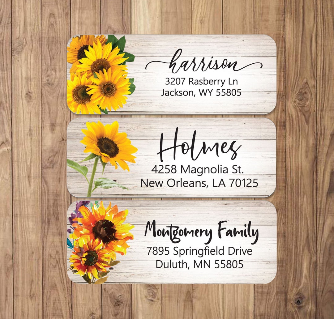 Sunflower Summer Return Address Labels | 24 Personalized Stickers ...