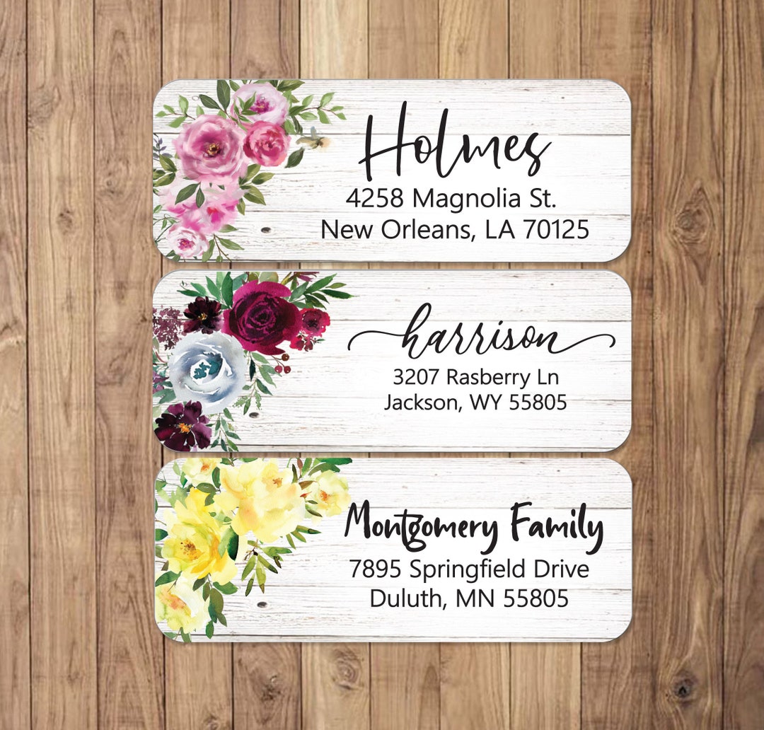 Rose Flower Return Address Labels | Rose Address Sticker | Floral ...