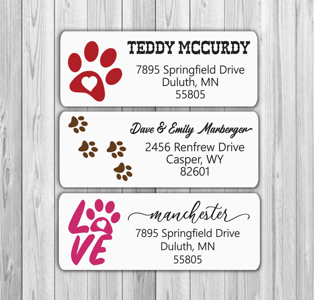 Pet Return Address Labels, Dog Paw Print Address Labels, Custom Address ...