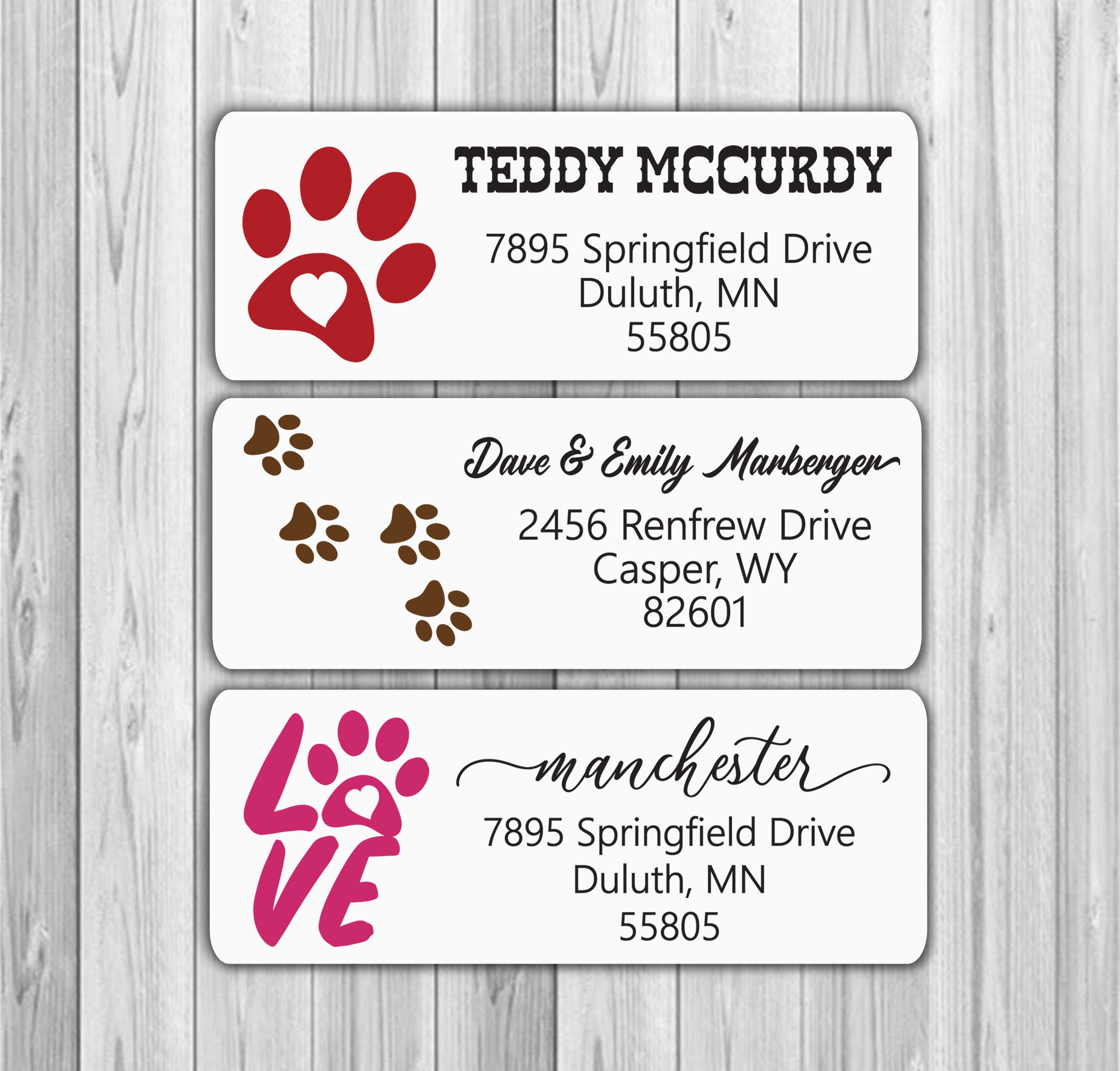 Pet Return Address Labels, Dog Paw Print Address Labels, Custom Address ...