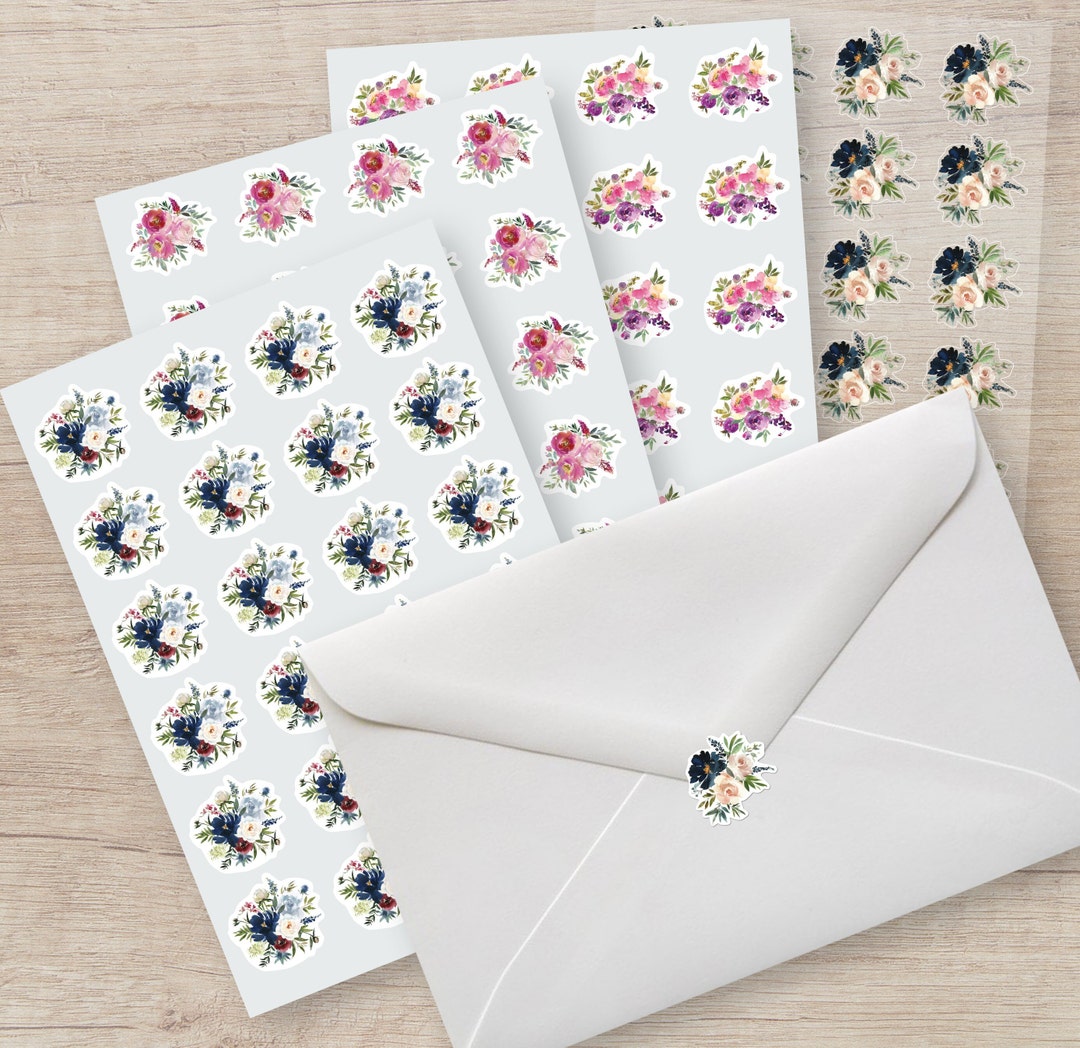 Floral Envelope Seal Stickers | Floral Planner Stickers | Clear or ...
