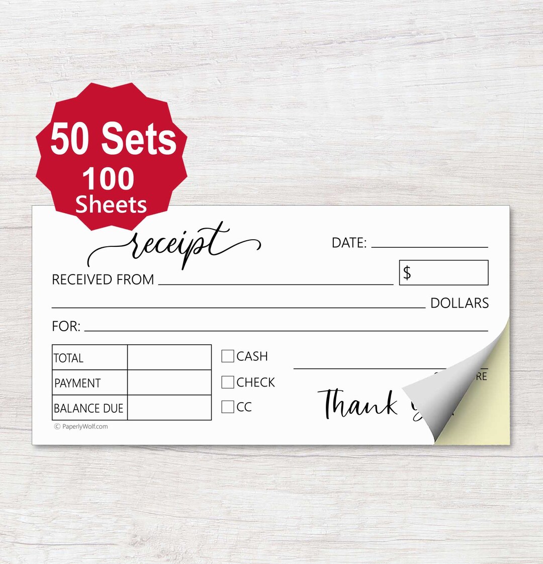 Cute Receipts (set of 50) - 2.75" X 5.5" Carbonless 2 Part White and ...