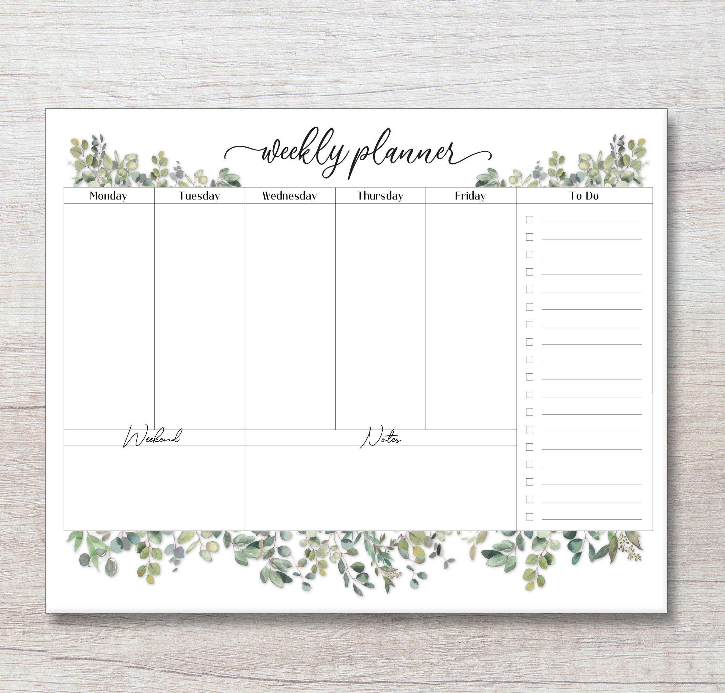 Eucalyptus Weekly Planner Notepad 8x10 Daily Organizer Desk - Etsy