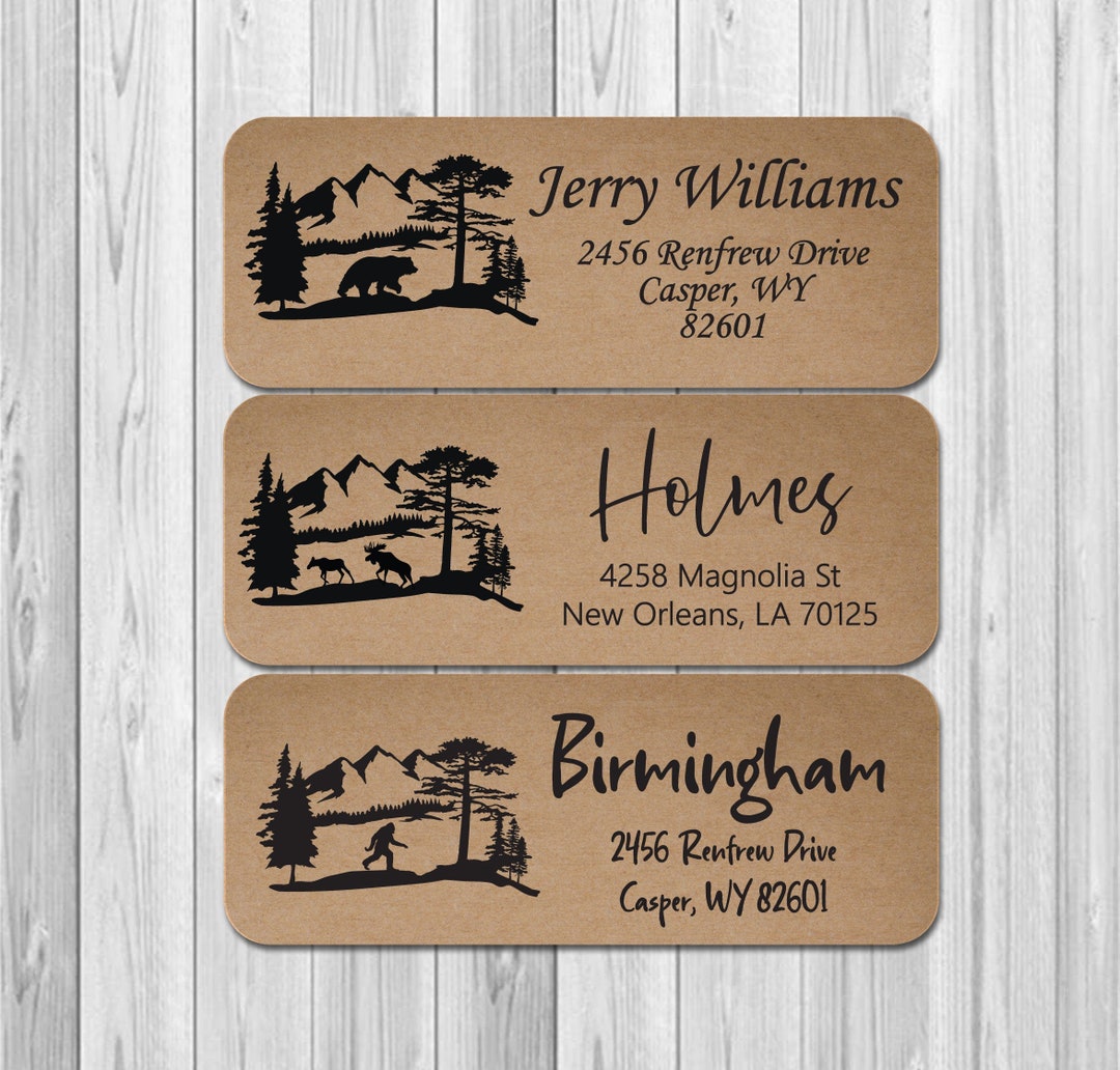 Mountain Kraft Return Address Labels, Bear, Moose, Bigfoot Address ...