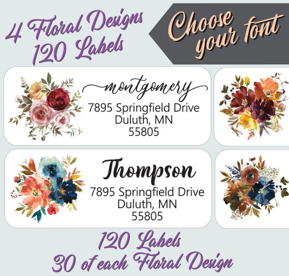 Flower Address Labels White Matte Floral Address Sticker - Etsy