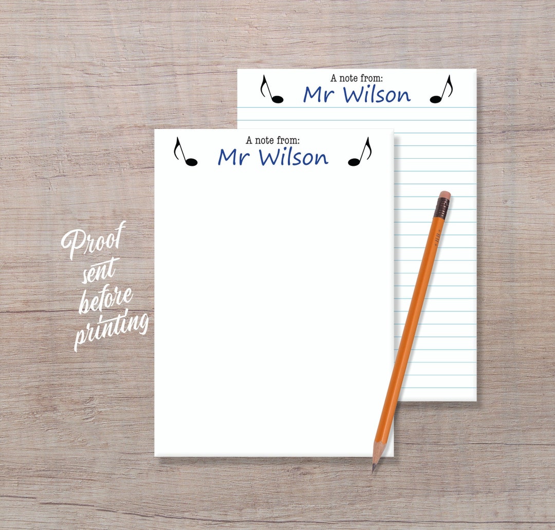 Musical Note Teacher Notepad | Custom Teacher Notepad | Personalized ...