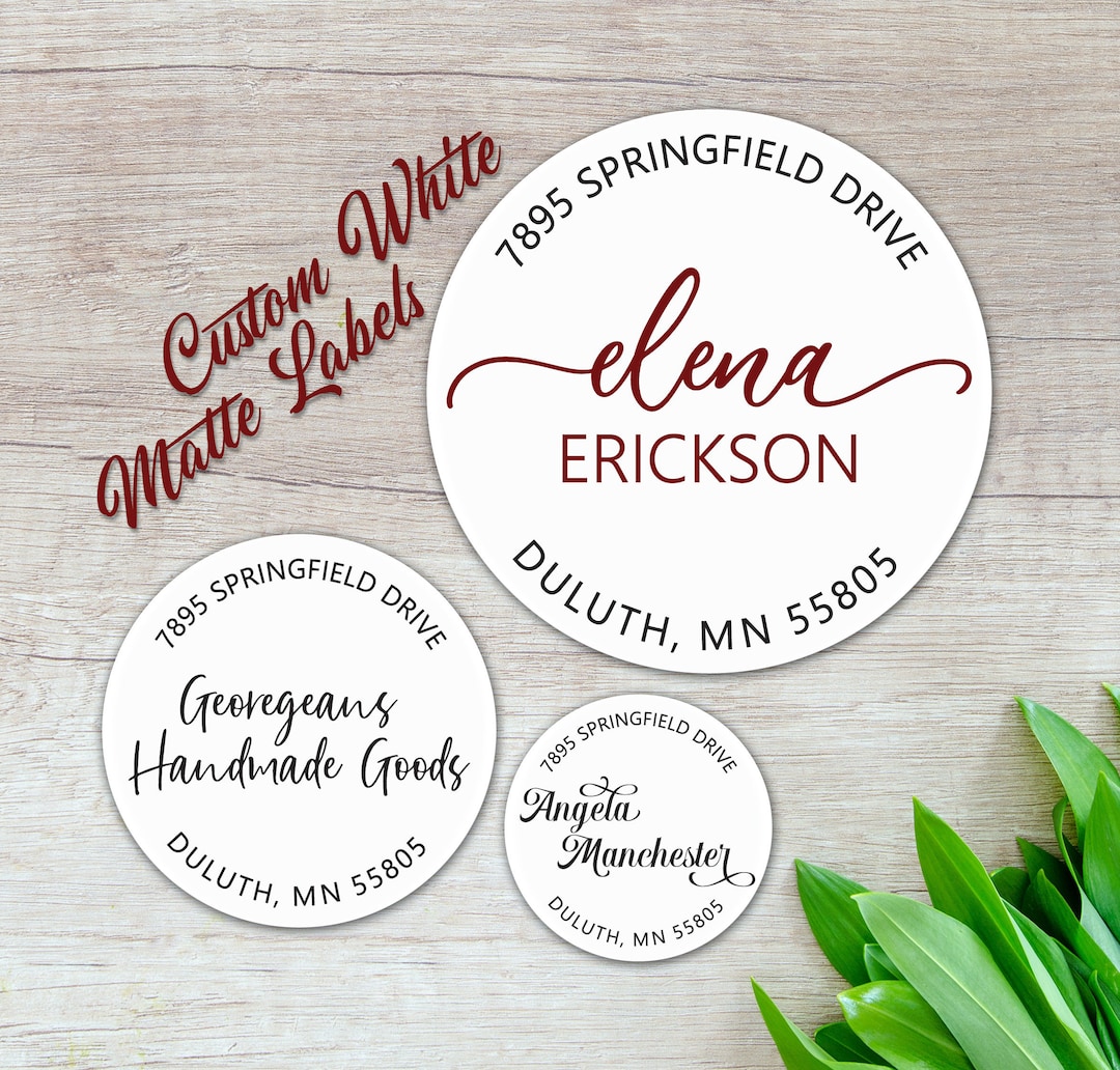 Round Address Labels White Matte, Custom Address Labels, Custom ...
