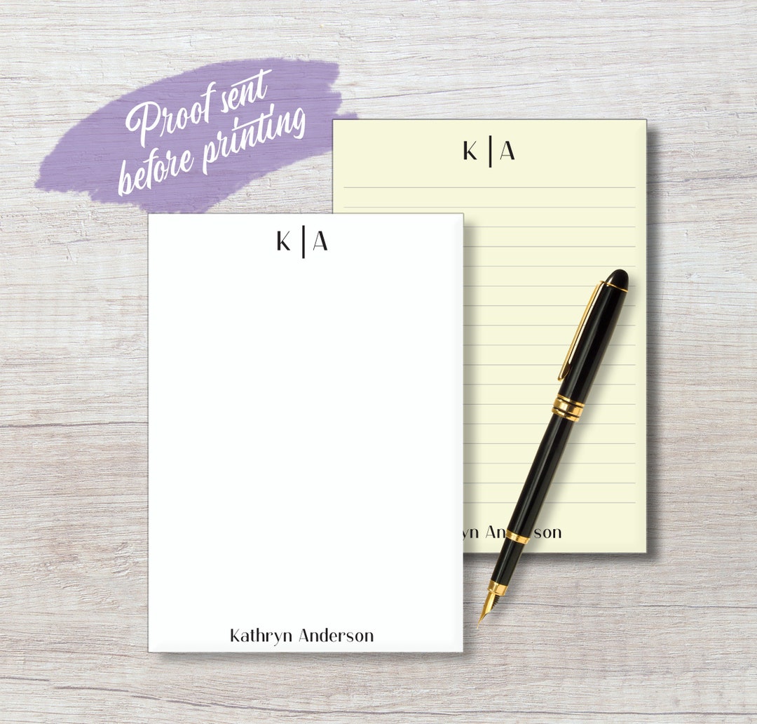 Personalized Professional Notepad | Custom Monogram and Name Notepad ...