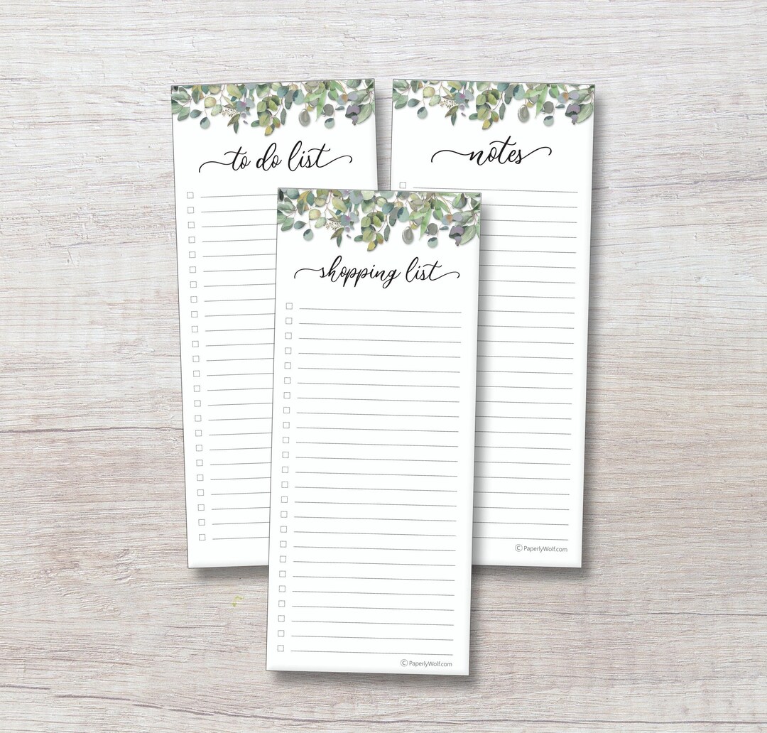 Eucalyptus to Do List Notepad Set | Pack of 3 | Handheld Grocery List ...