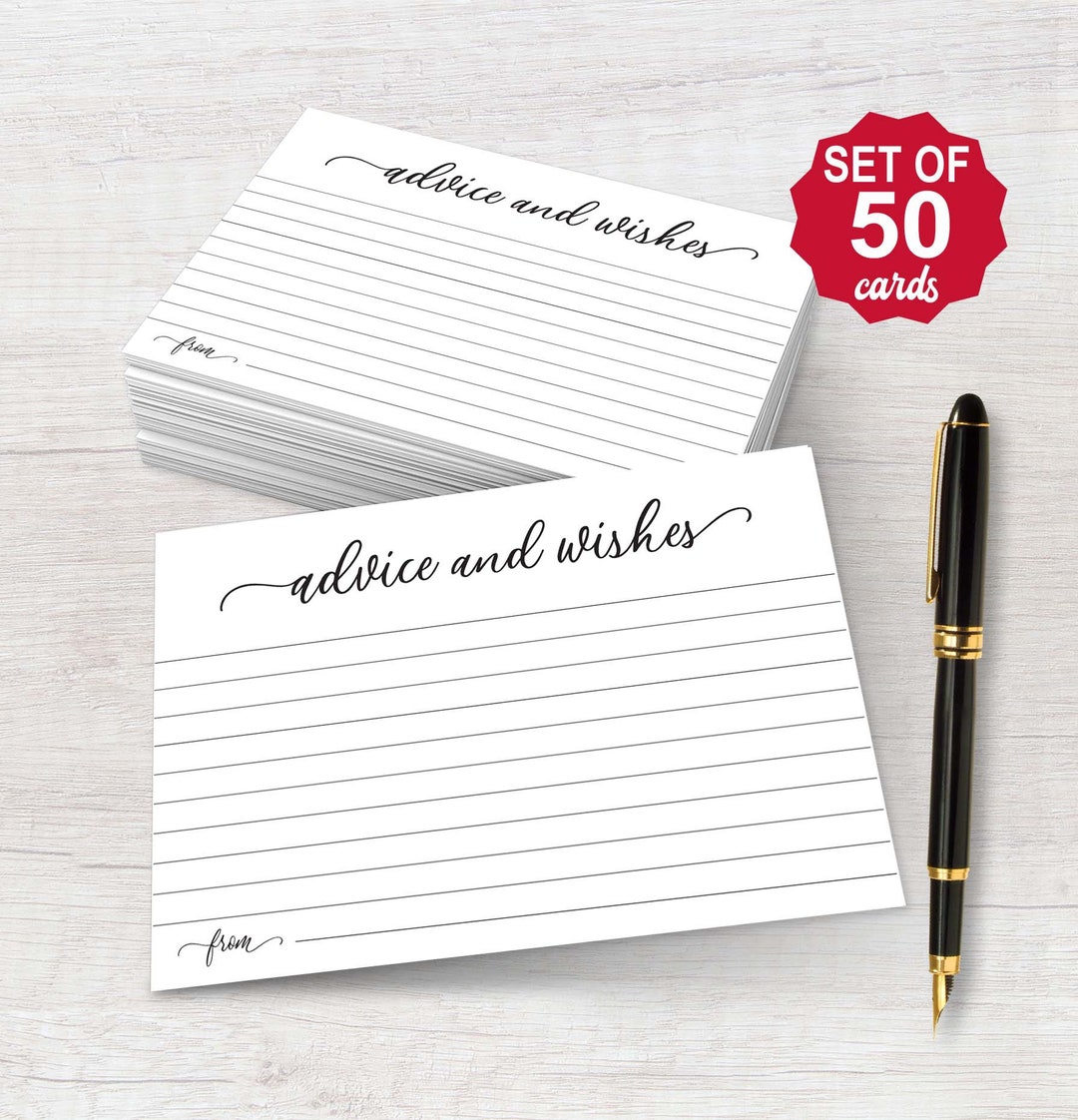 Printed+shipped Advice and Wishes Cards (set of 50)4"x6" Bridal Shower ...