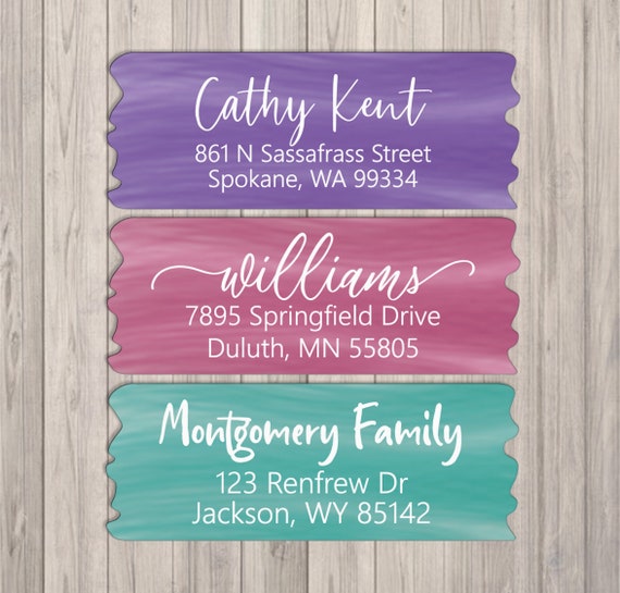 Watercolor Return Address Labels White Text Pink Address | Etsy