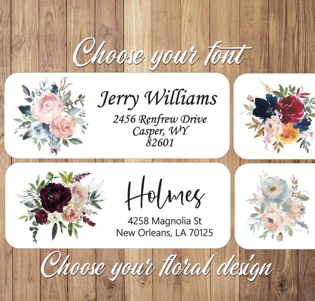 Floral Address Labels | Flower Address Sticker | Flowered Custom ...