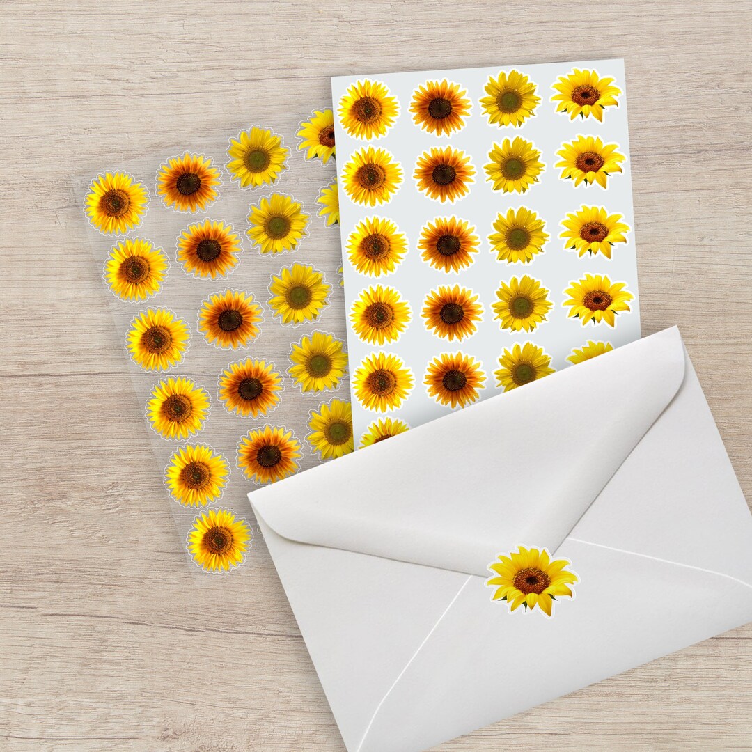 Sunflower Envelope Seal Stickers | Sunflower Planner Stickers | Clear ...