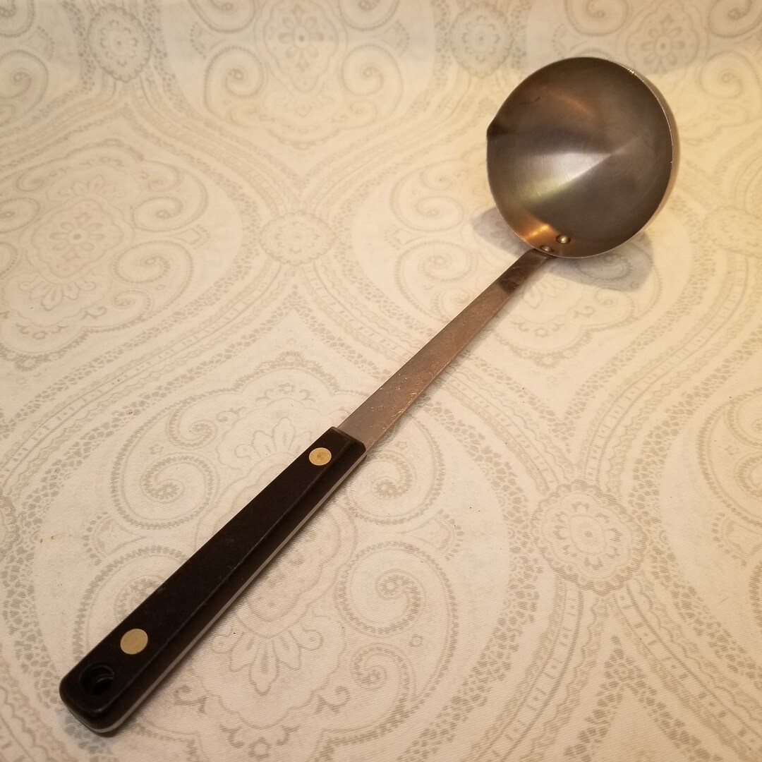Vintage Ecko Flint Arrowhead Stainless Steel Soup Stew Ladle Dipper Rivet Handle Midcentury ...