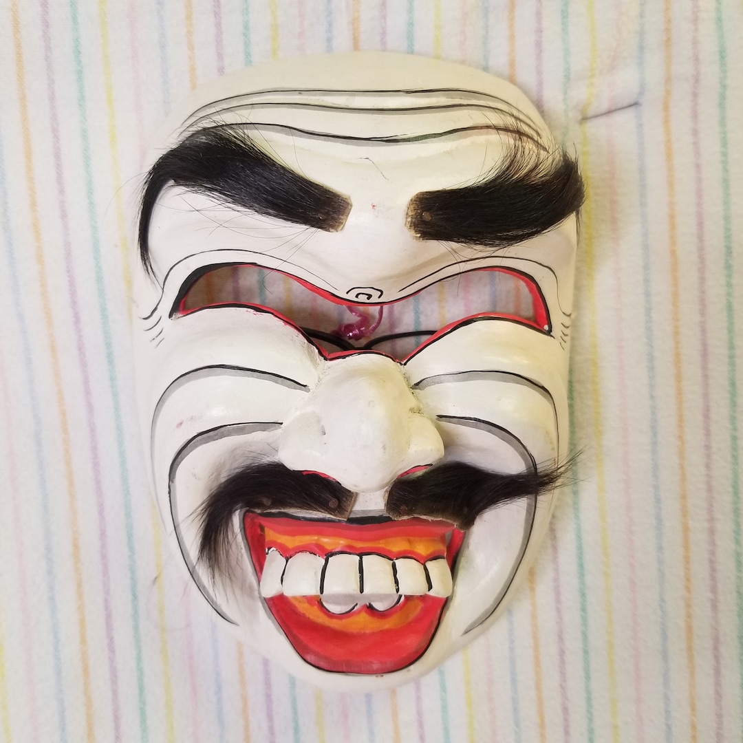 Balinese Topeng Mask White Red Big Teeth Hand Painted Carved - Etsy