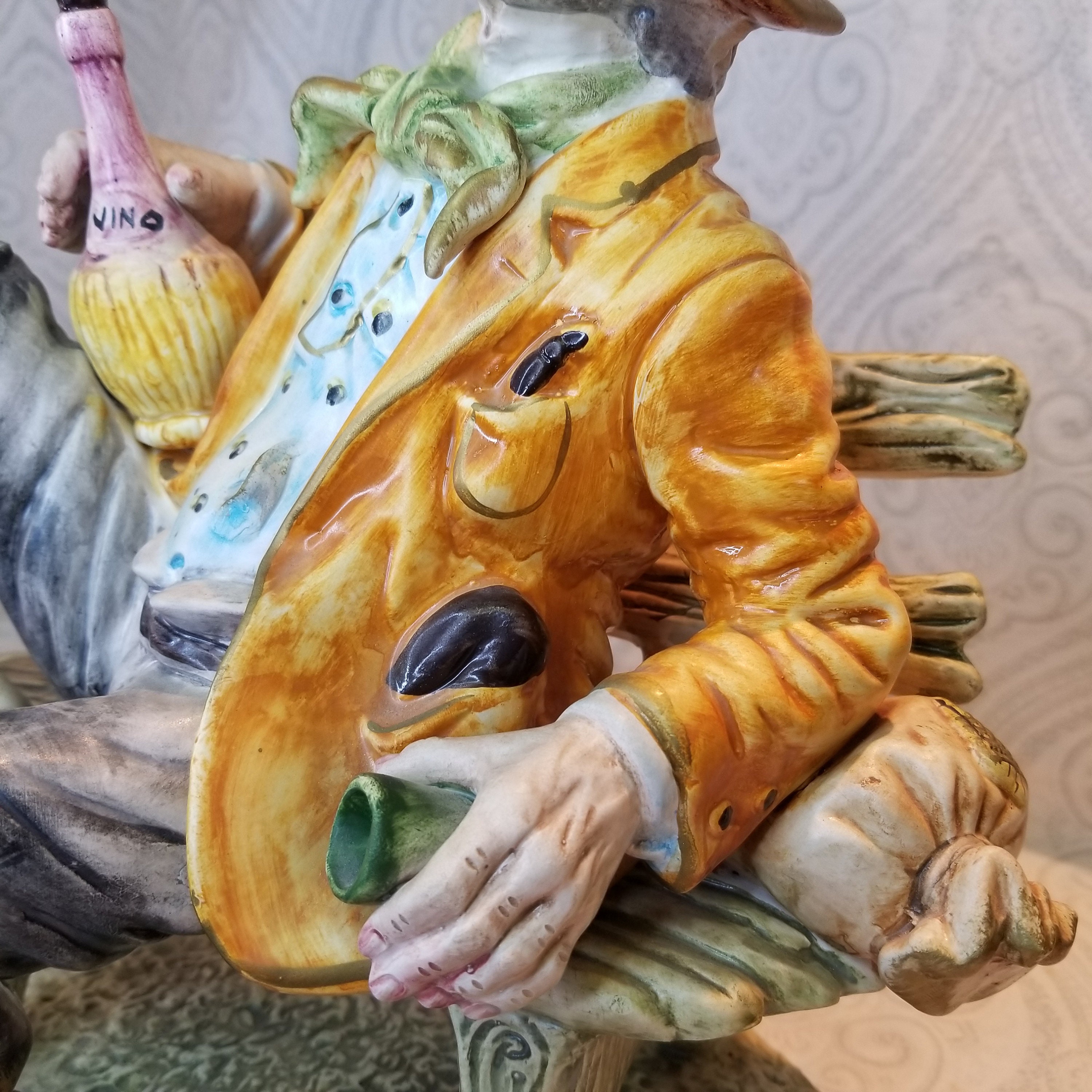 Large Vintage Capodimonte Drunken Bum Hobo Porcelain Statue Italy Wino ...