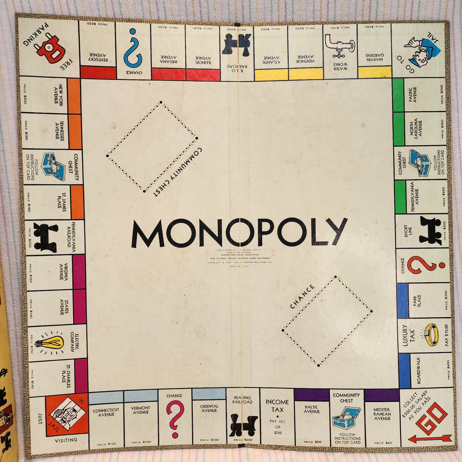 1946 Vintage Parker Brothers Monopoly Board Game W/ Original Box, Money ...