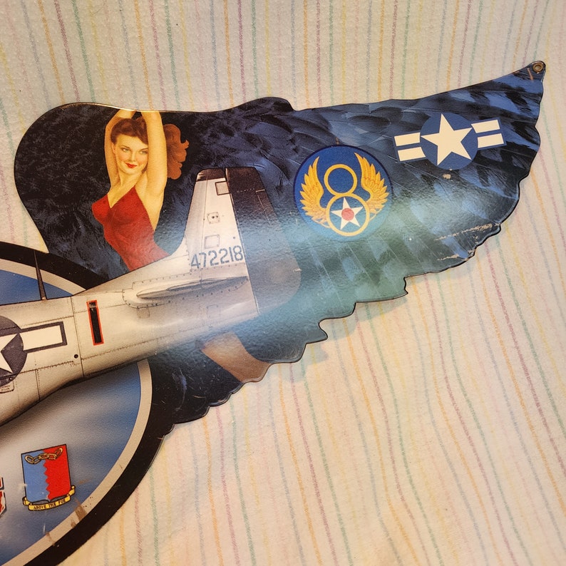 Vintage Replica P-51 Mustang WWII Metal Sign War Plane Big Beautiful ...