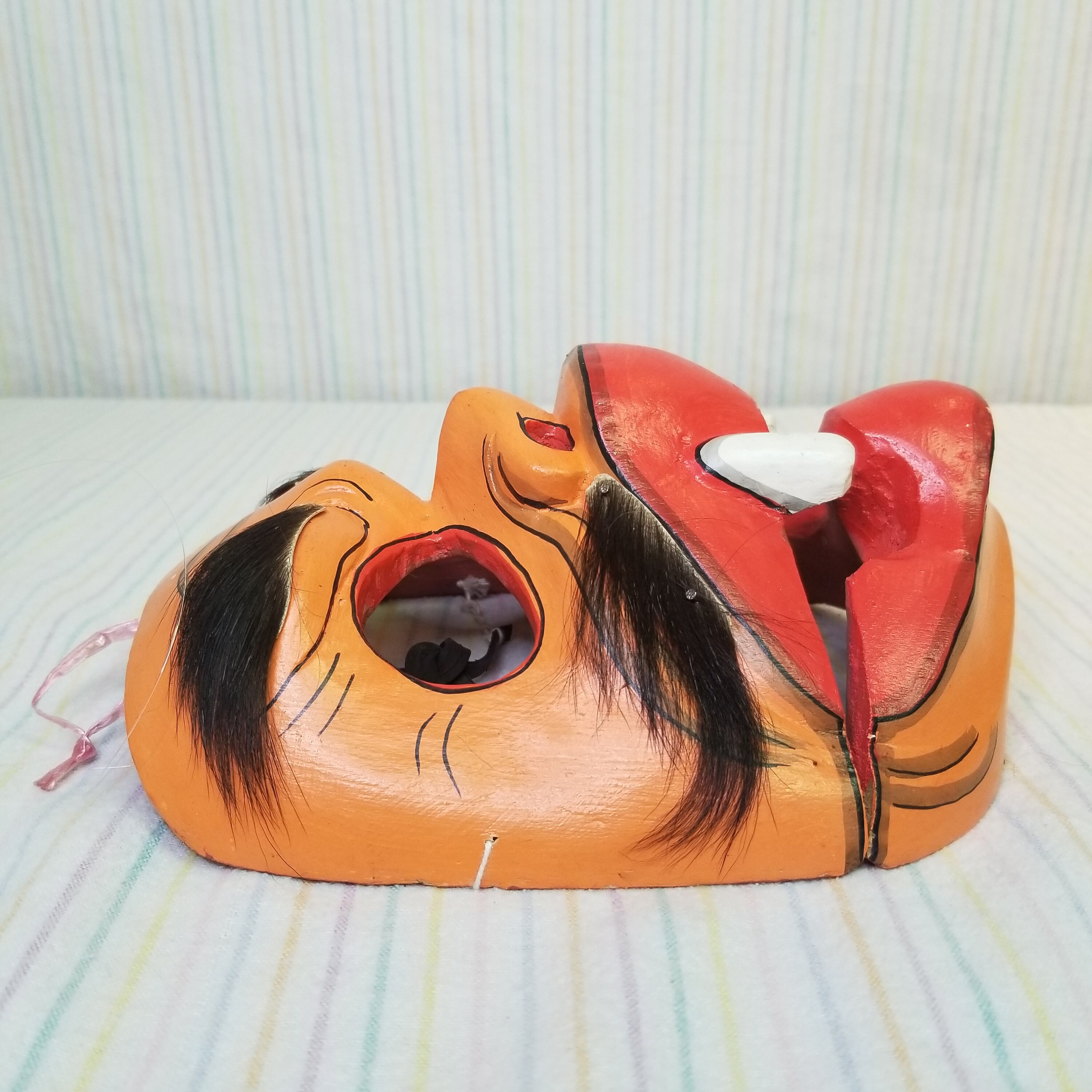 Orange Balinese Wayang Topeng Mask Hand Carved Wooden Demon Monster ...