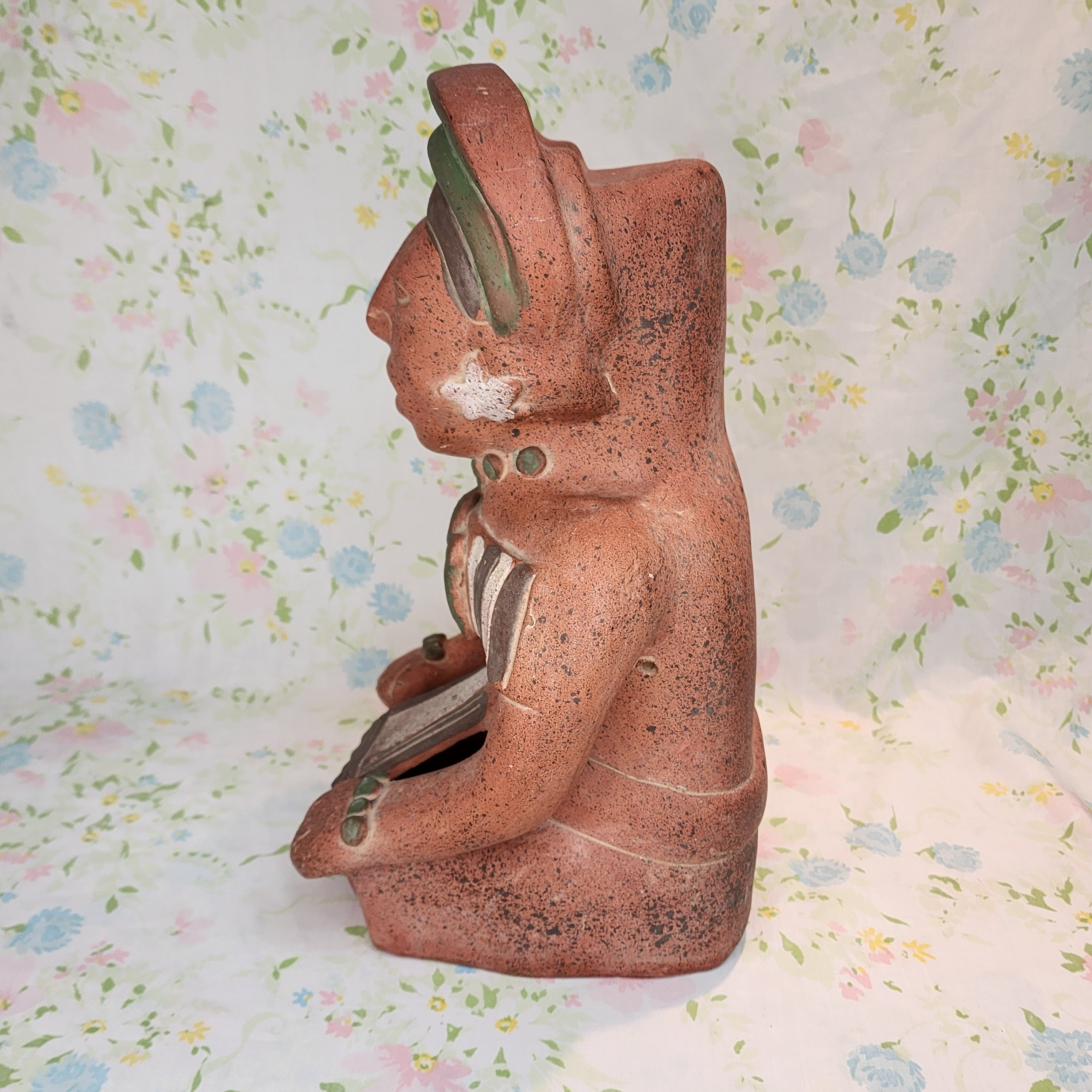 Large Vintage Terracotta Idolo Del Sol Mayan Sun God Kneeling Statue ...