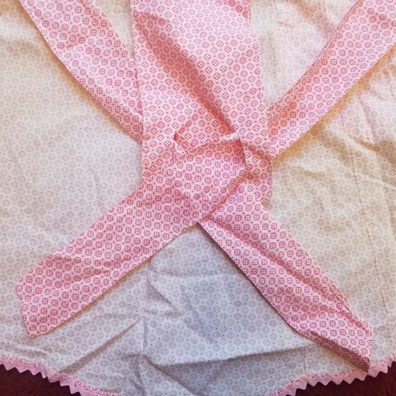 Vintage 1940s 1950s Pink Floral Bib Apron Pocket Rick Rack Trimming ...